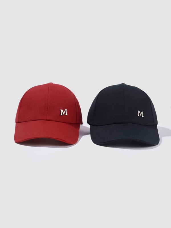 2pcs Unisex Iron Label M Baseball Cap Sun Protection Adjustable Sun ...