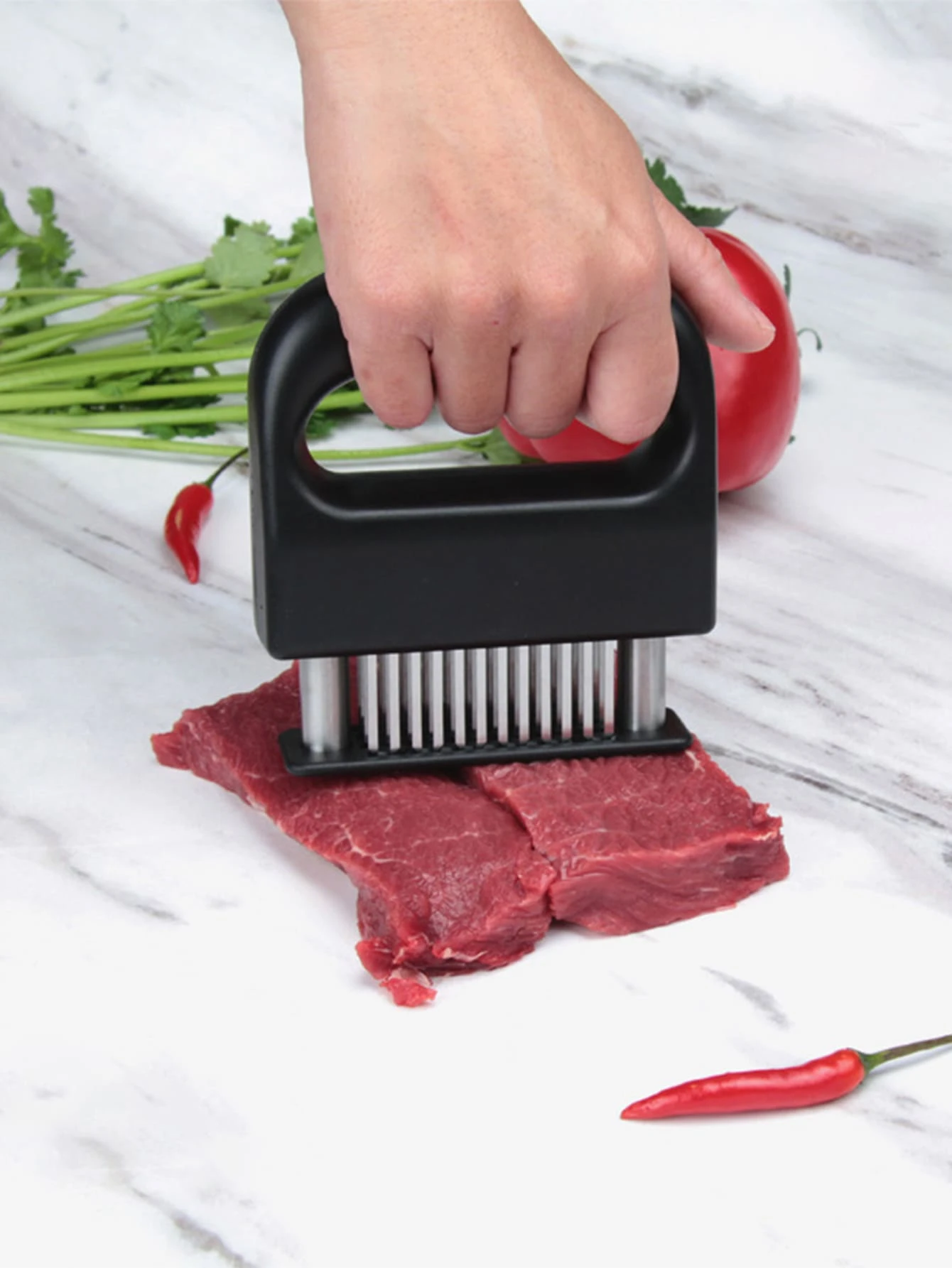 48-Needle Stainless Steel Meat Tenderizer Tool, For Softening Beef ...