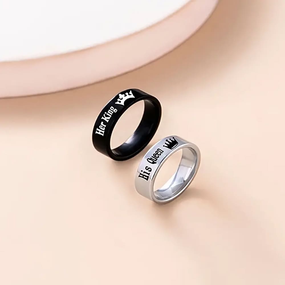 2 Couple Slogans Stainless Steel Minimalist Rings For Women's Wedding ...