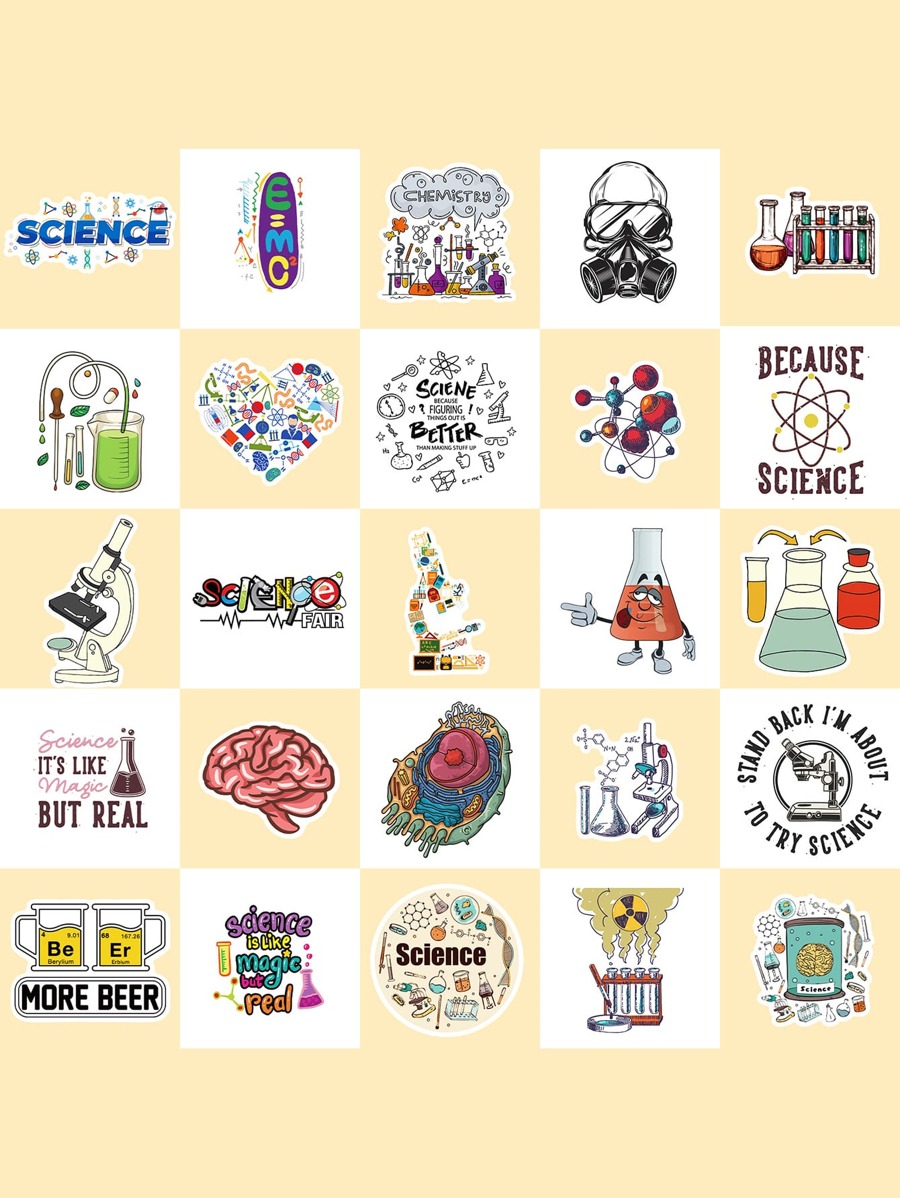 50PCS Laboratory Science Stickers, Funny Science Experiment Sticker ...