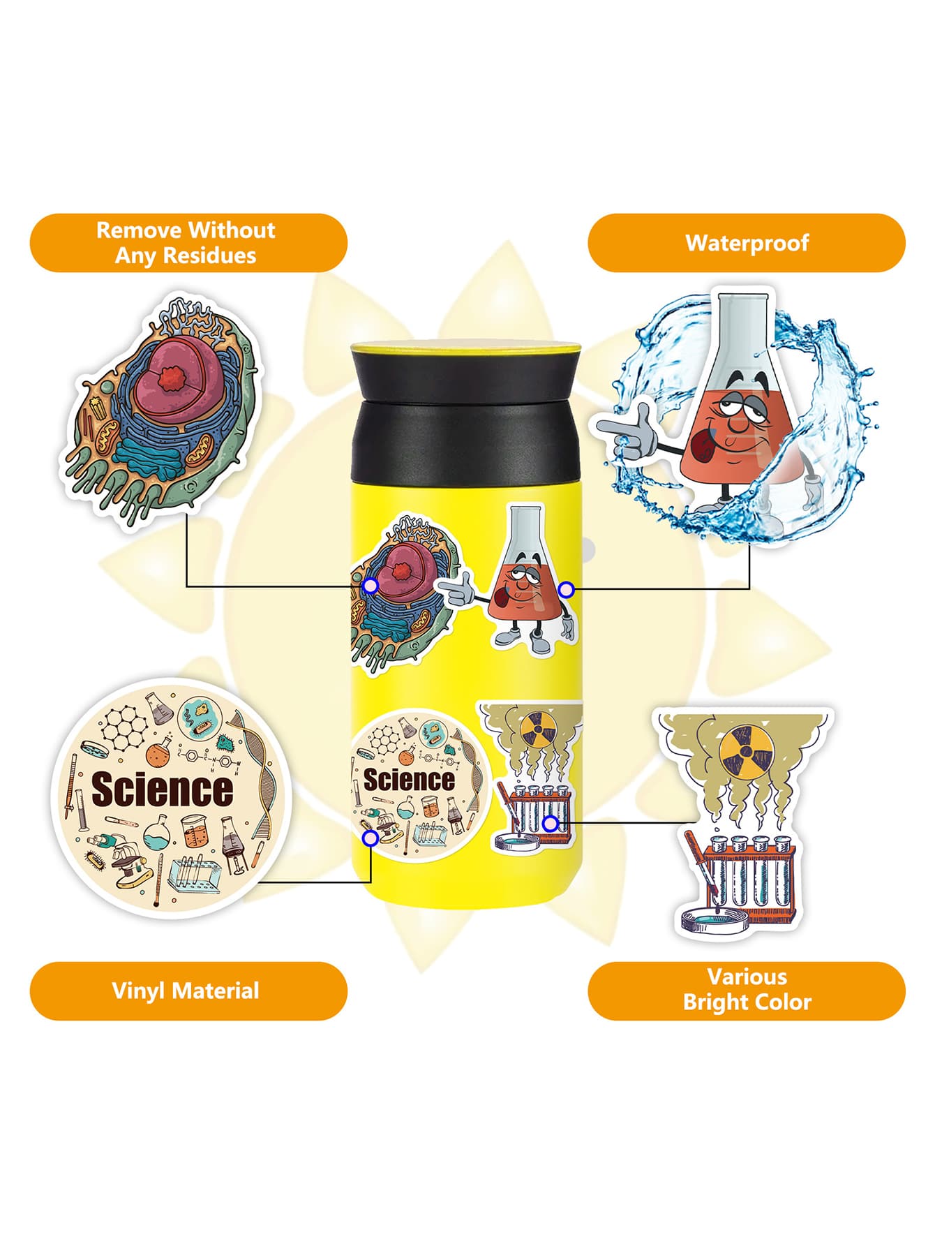 50PCS Laboratory Science Stickers, Funny Science Experiment Sticker ...