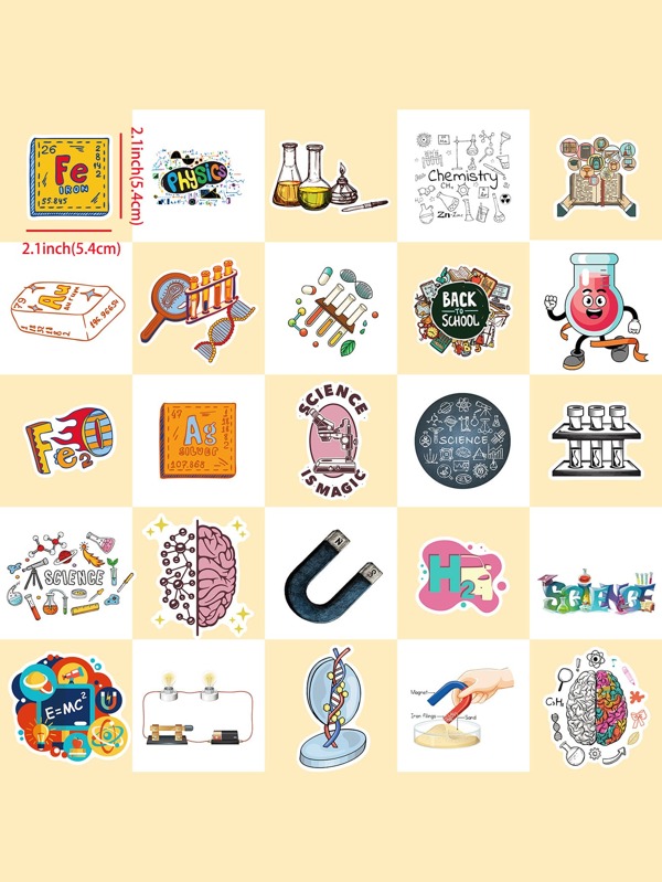 50PCS Laboratory Science Stickers, Funny Science Experiment Sticker ...