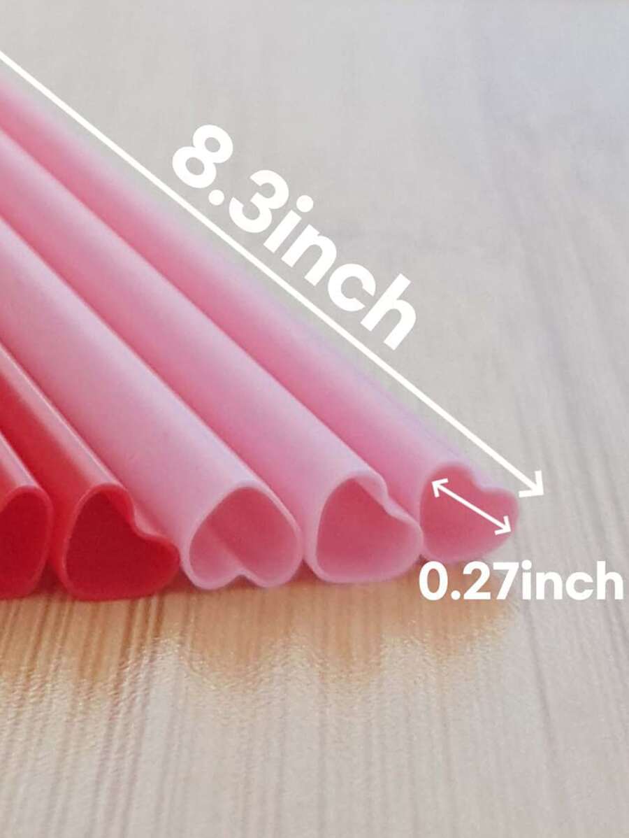 The Best MOON 10pcs Heart Shaped Pink Straws Disposable Drinking Cute ...
