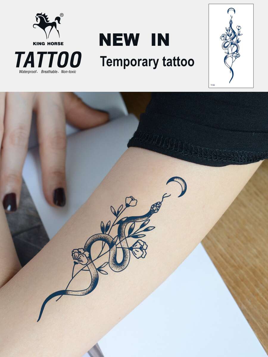 KING HORSE Long Lasting Temporary Tattoo Sticker 1 Sheet Waterproof ...