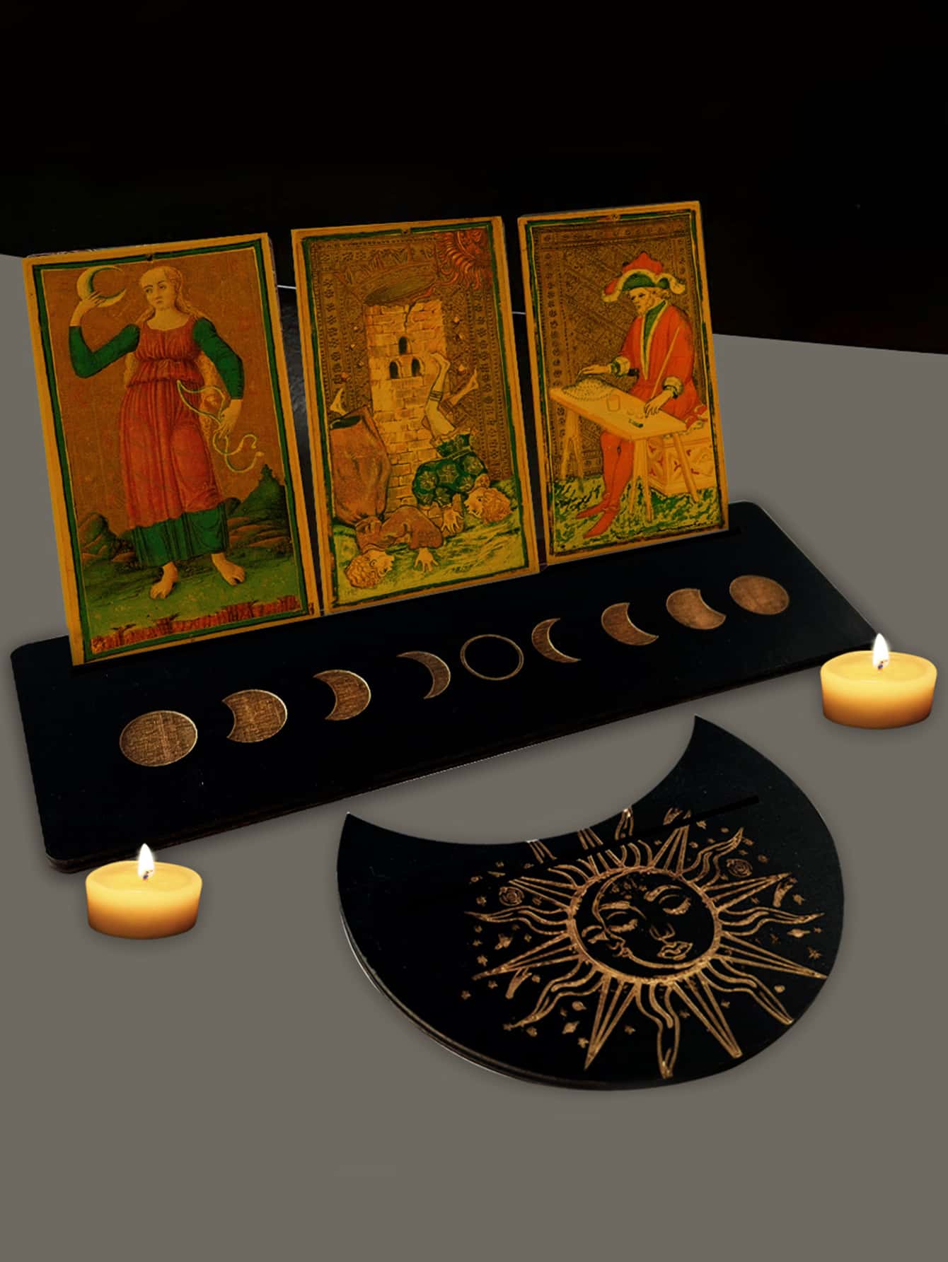 2pcs Wooden Tarot Card Stand For Witch Divination Tools Display Holder ...