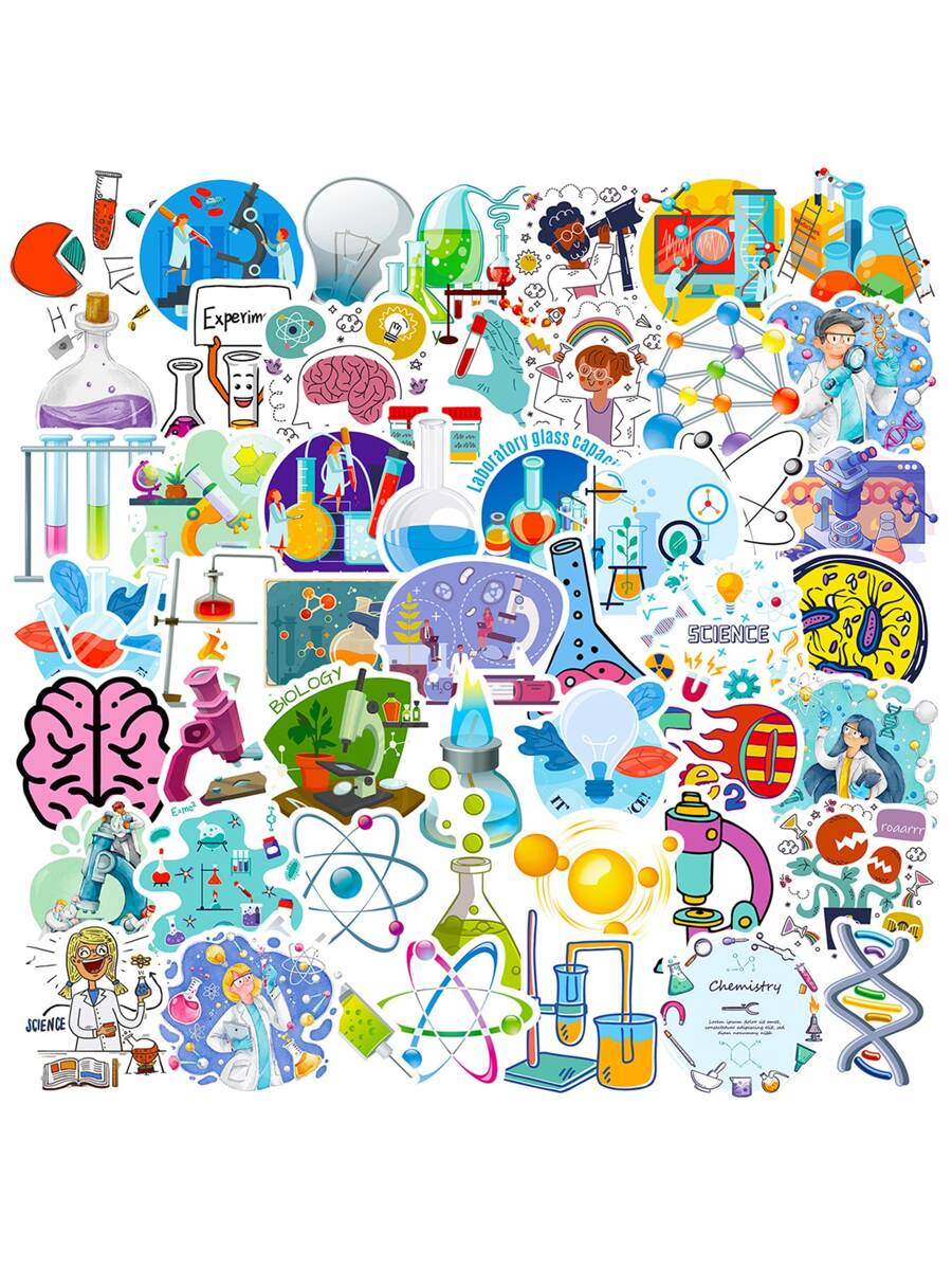 50 PCS Laboratory Science Stickers, Funny Science Experiment Sticker ...