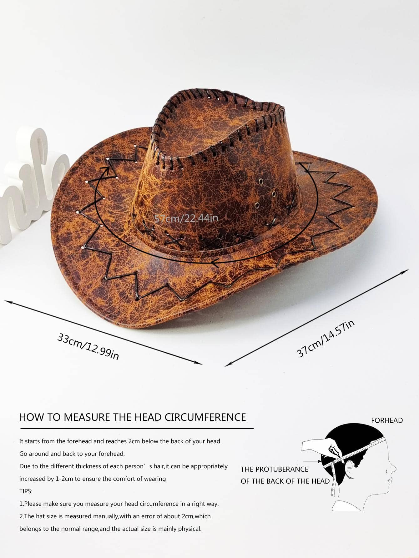 Stitch Detail Eyelet Decor Cowboy Hat | SHEIN USA