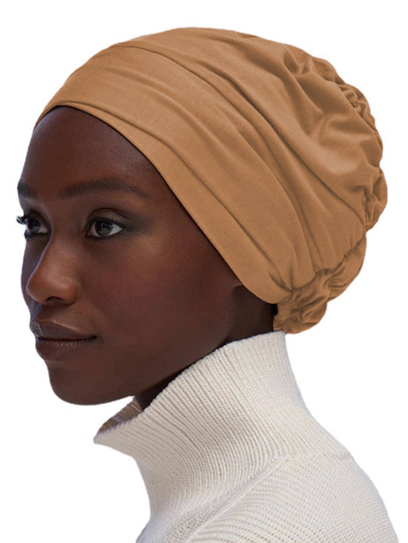 Comfortable Elastic Back Panel Solid Color Cap, Headscarf, Adjustable ...