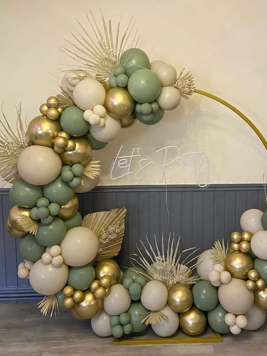 Set de 130 globos de color verde aguacate, beige y dorado para arco ...