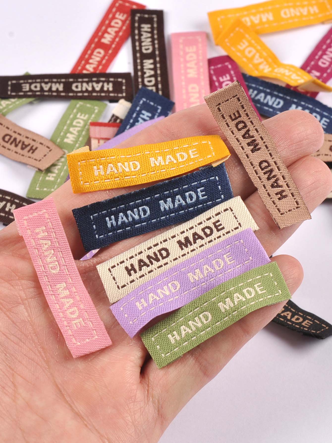 50pcs Multi-color Folded Edge Cloth Label With English Alphabet Marking ...