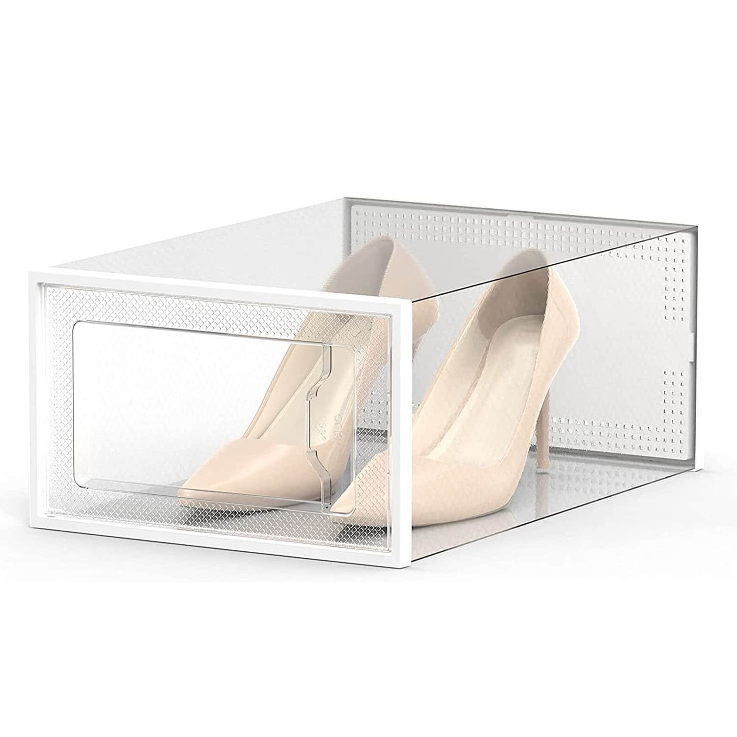 Large 12 Pack Shoe Storage Box, Clear Plastic Stackable Shoe Organizer ...