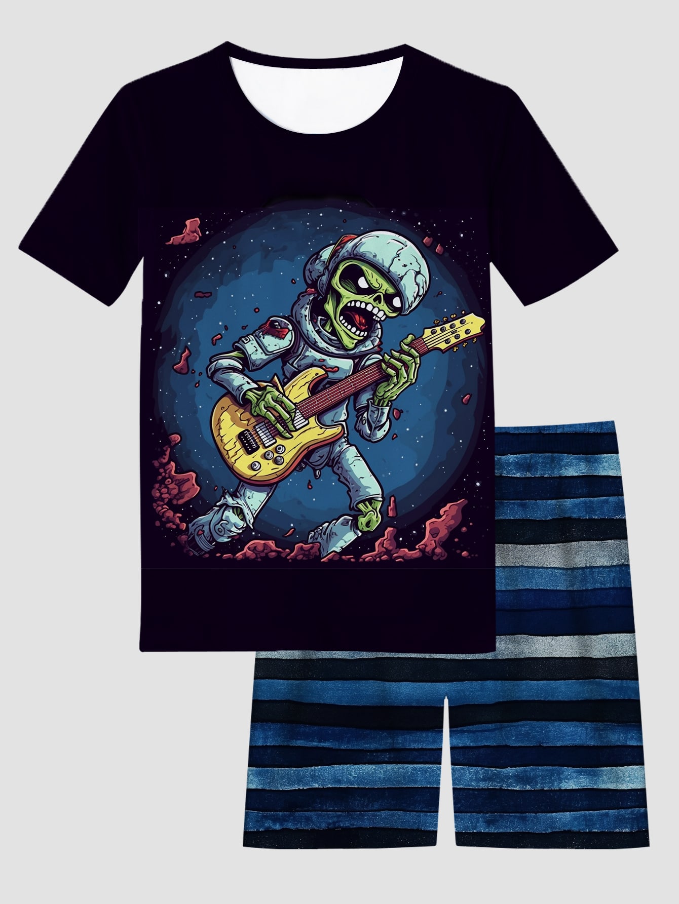 Tween Boys' Skeleton Playing Guitar Print Pyjamas Set | SHEIN UK