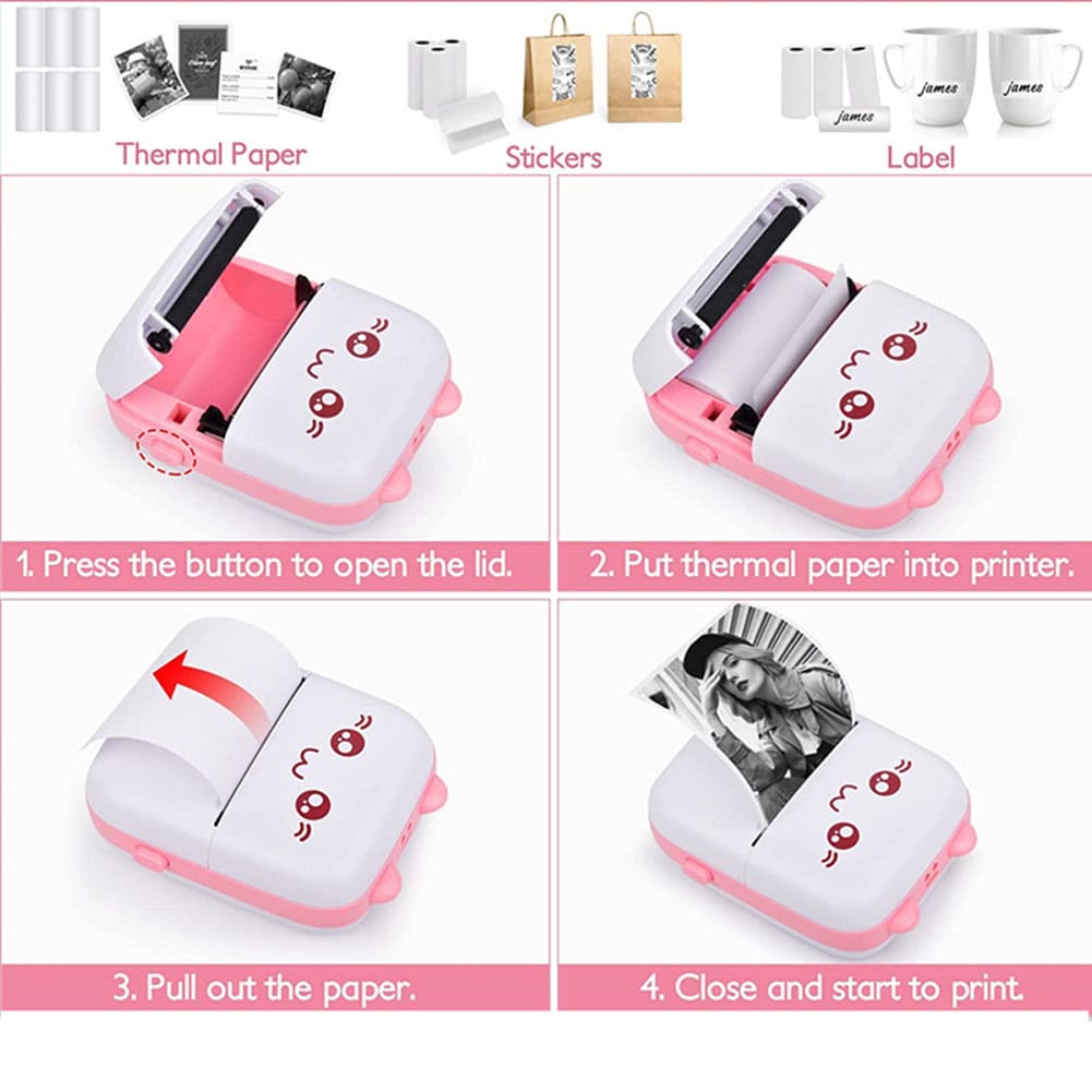 Mini Pocket Thermal Printer Bluetooth Mobile Phone Photos Label ...