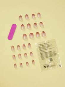 Reusable Acrylic Nail Tips, 24pcs Short Oval Nail Tips Set With 1pc ...