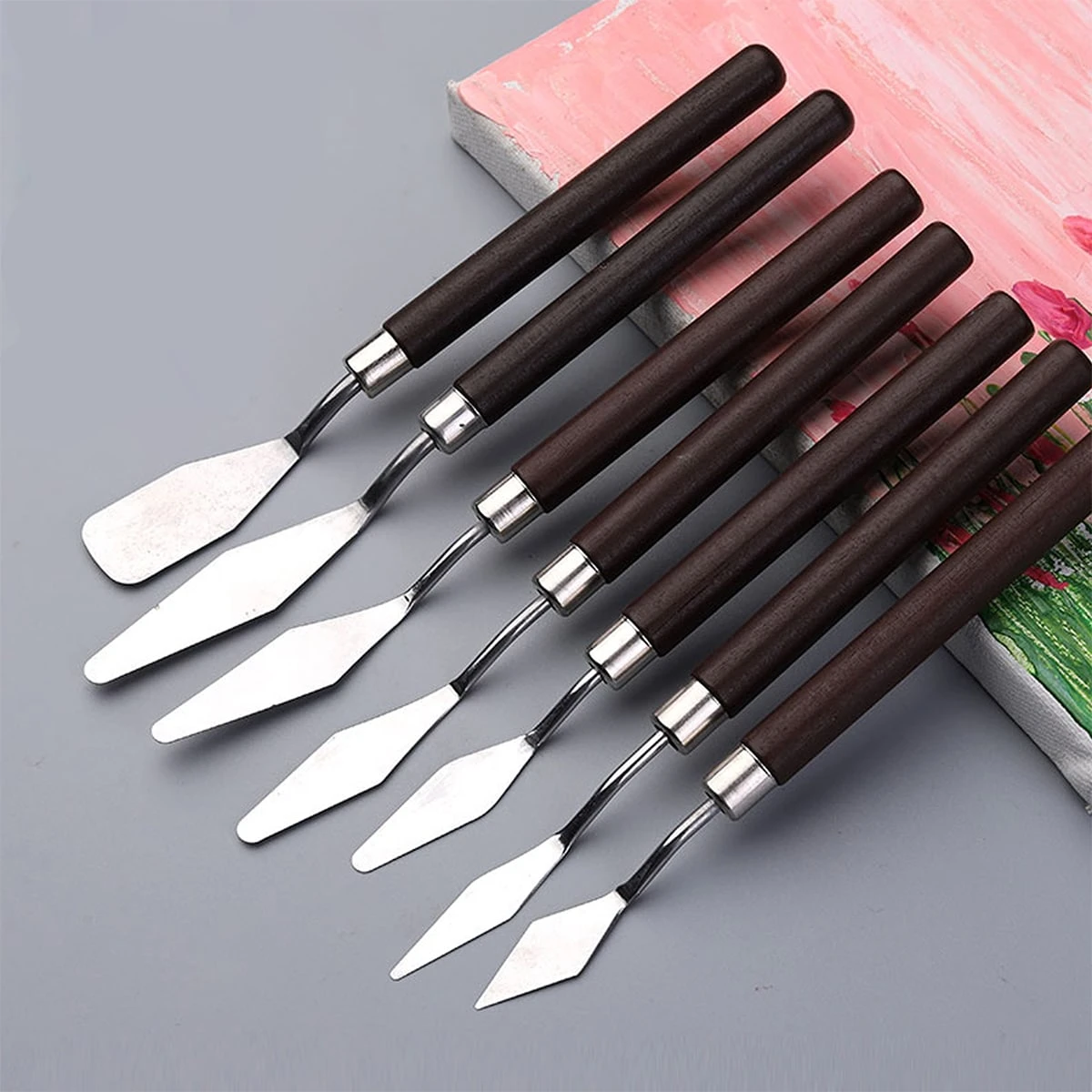 7pcs Palette Knife Set, Selection Of Different Sizes And Styles Of ...