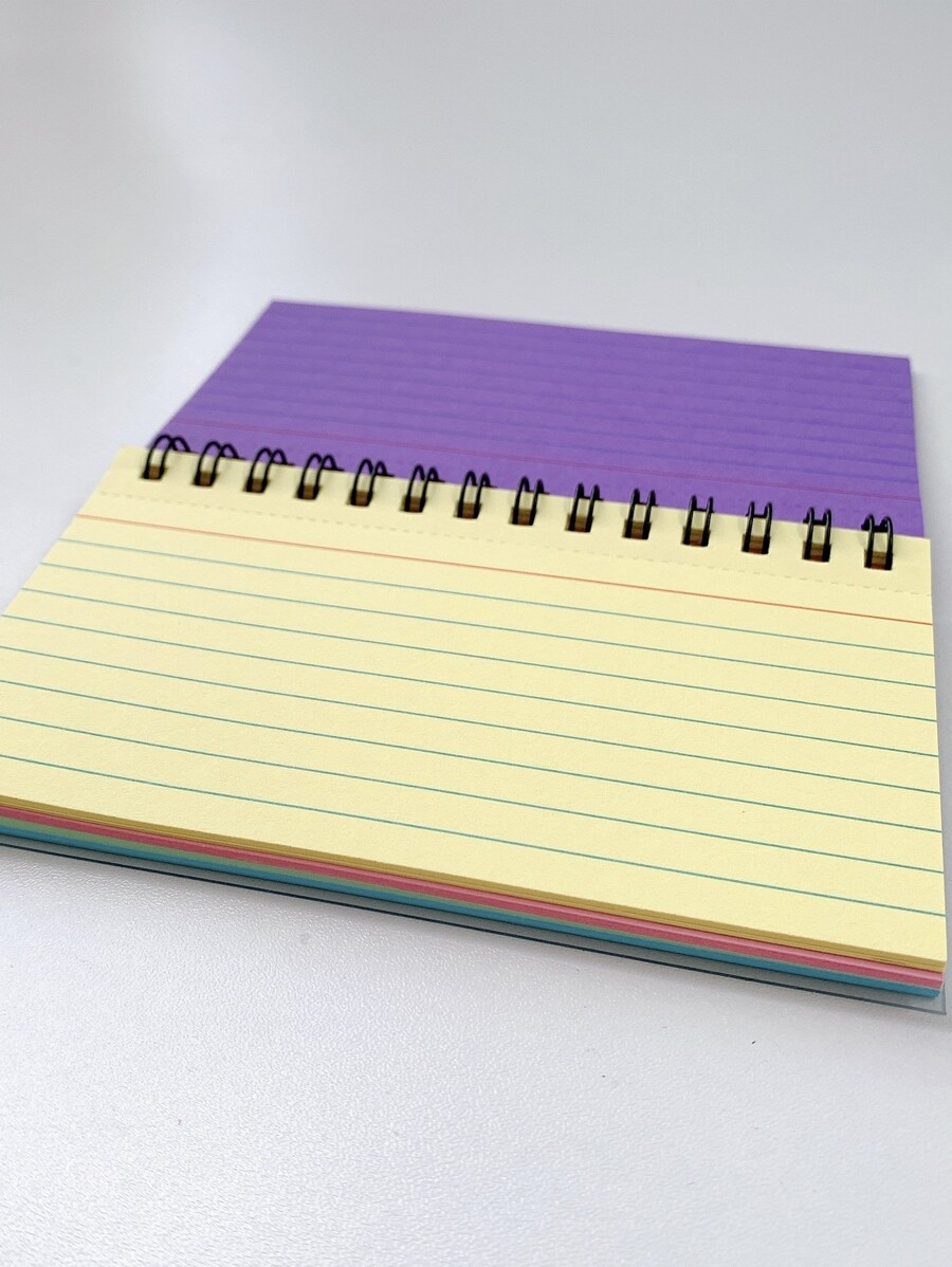 Lined Colorful Spiral Notepad With Index Cards, Tearable, Memo Book ...