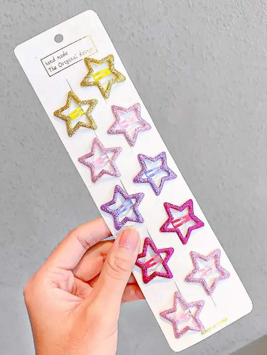 10 five-pointed star hair clips for girls, middle and big children ...