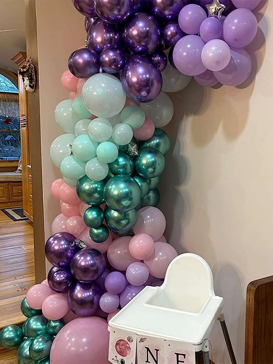 Mermaid Party Balloon Set 26Pcs 10Inches Metallic Purple Pink Green ...