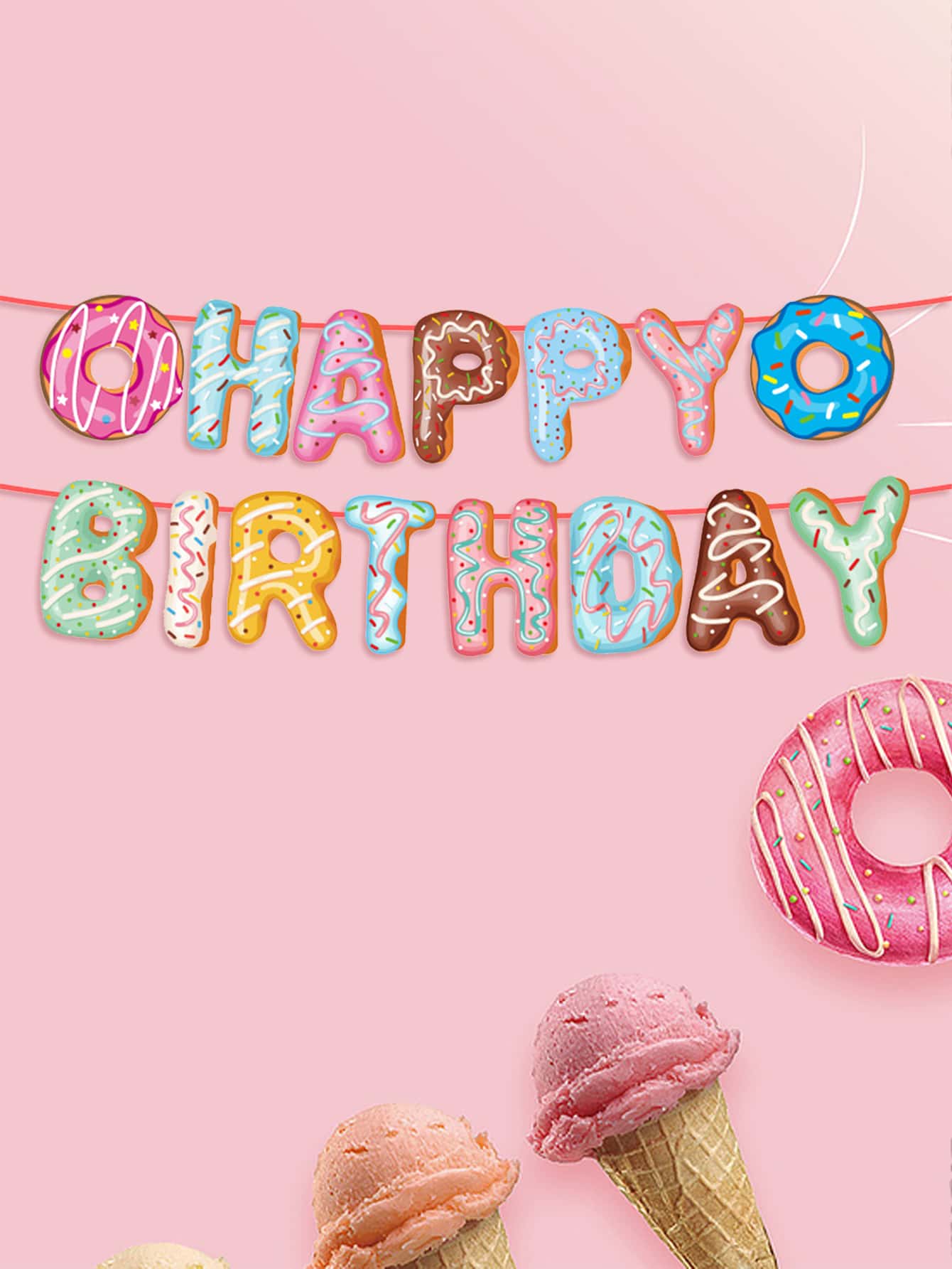 1pc Happy Birthday Donut Theme Party Decoration Banner,Christmas ...