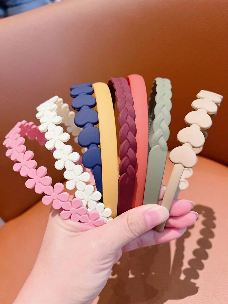 8pcs Simple Teethed Plastic Hair Hoop (slight Color Difference Due To ...