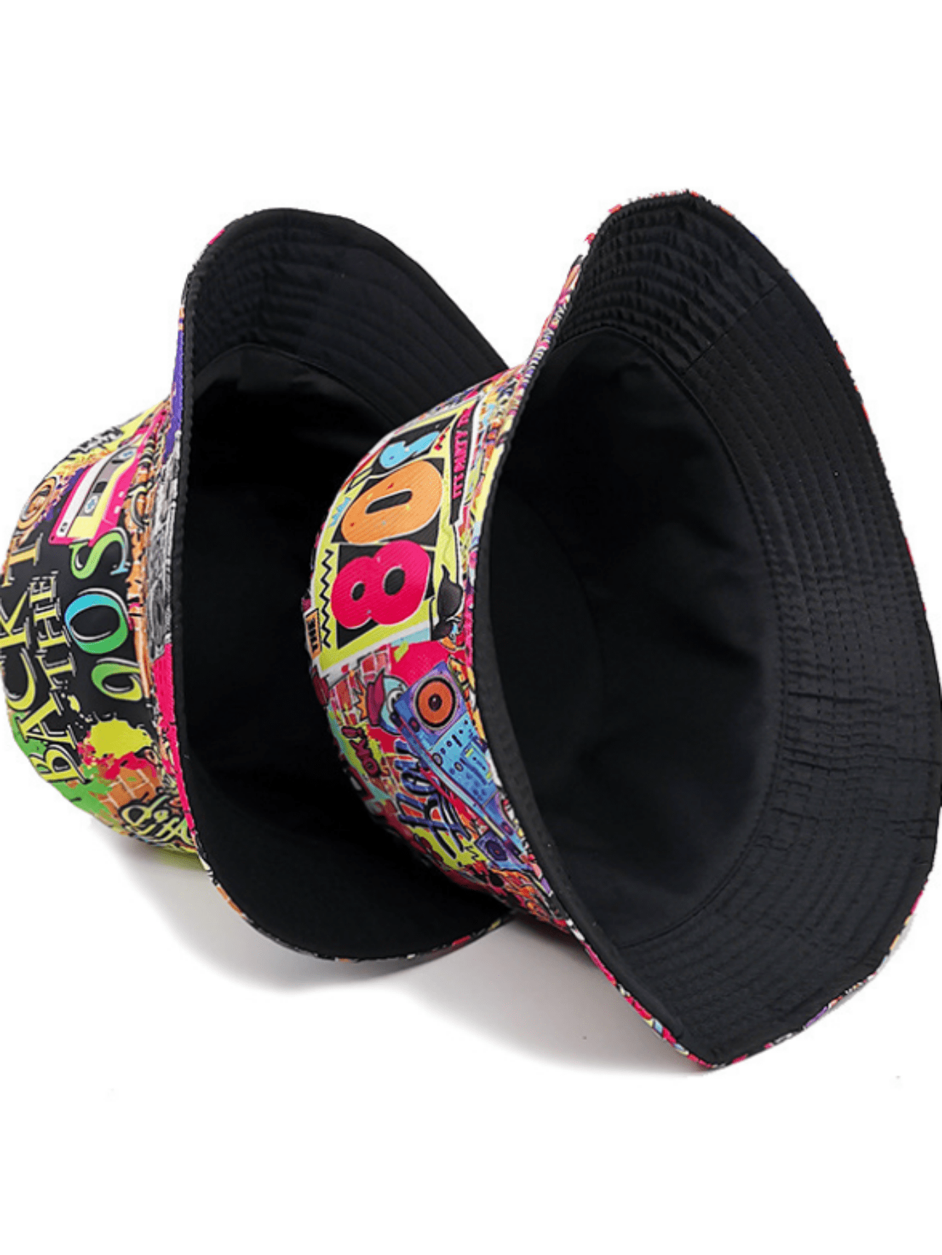 Vintage 80S 90S Print Bucket Hat Reversible Letter Graphic Lightweight ...