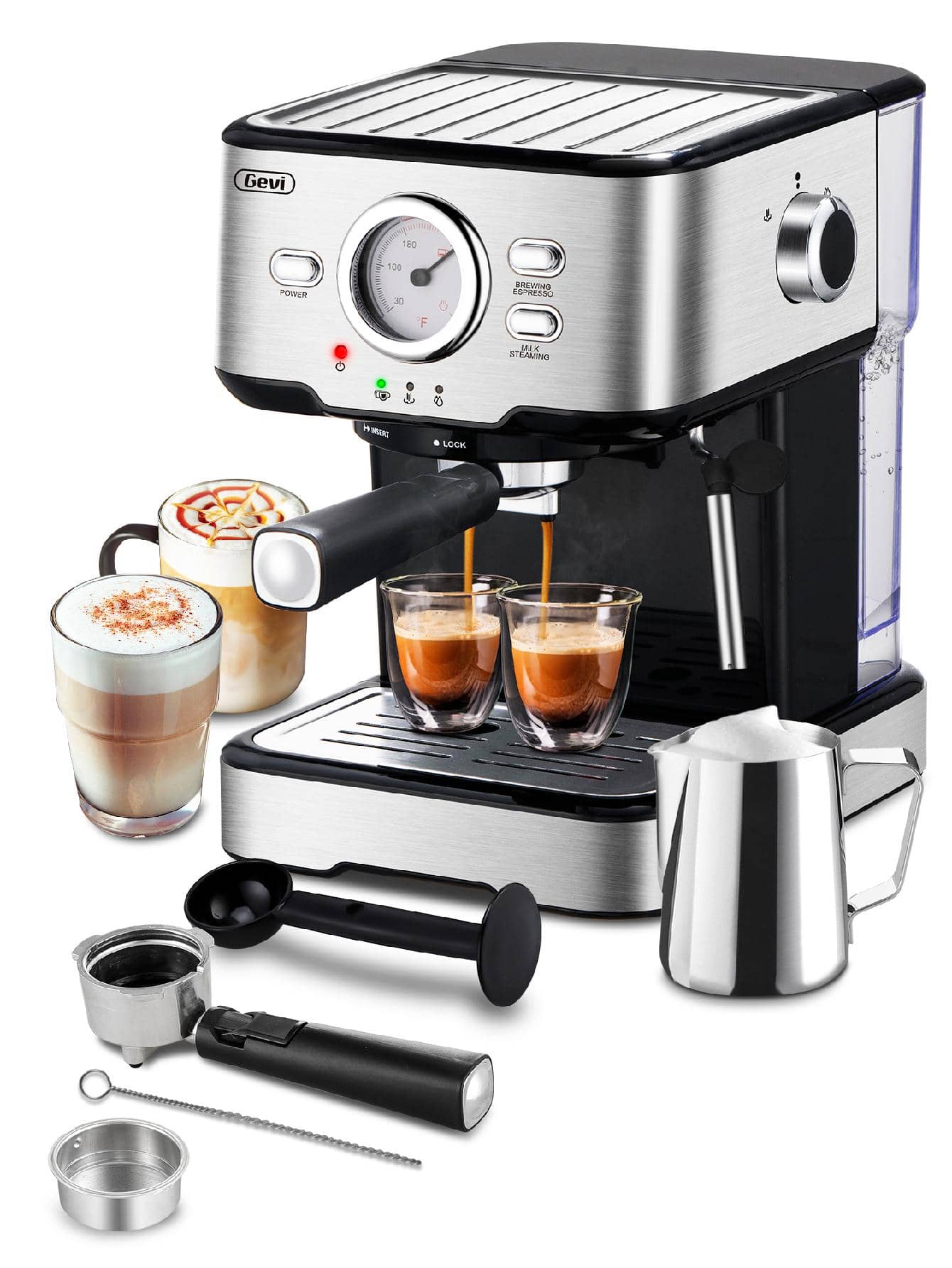 Gevi Espresso Machine 15 Bar Pump Pressure, Cappuccino Coffee Maker ...