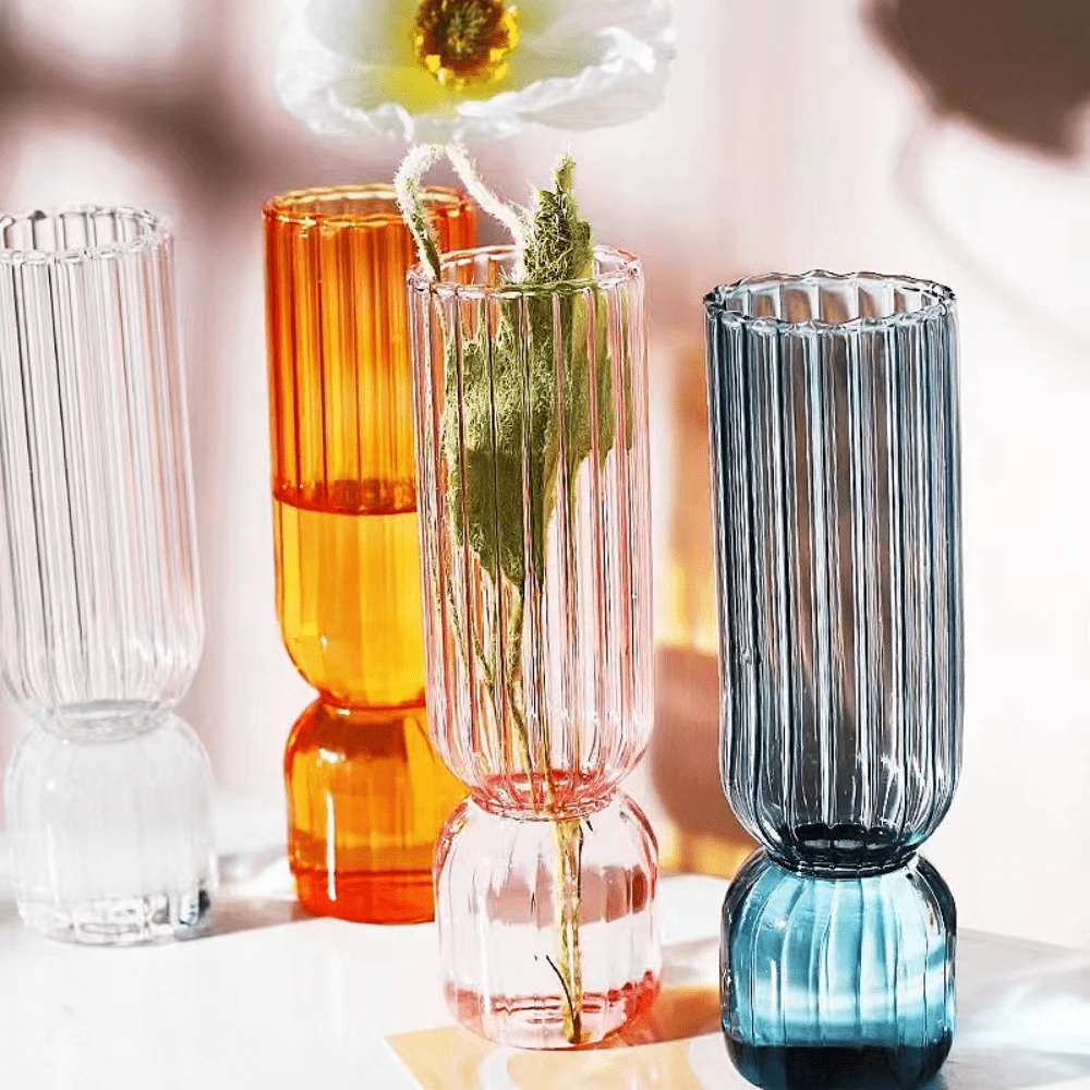 Wooden Stand Air Plant Glass Vase, Creative Transparent Hydroponic ...