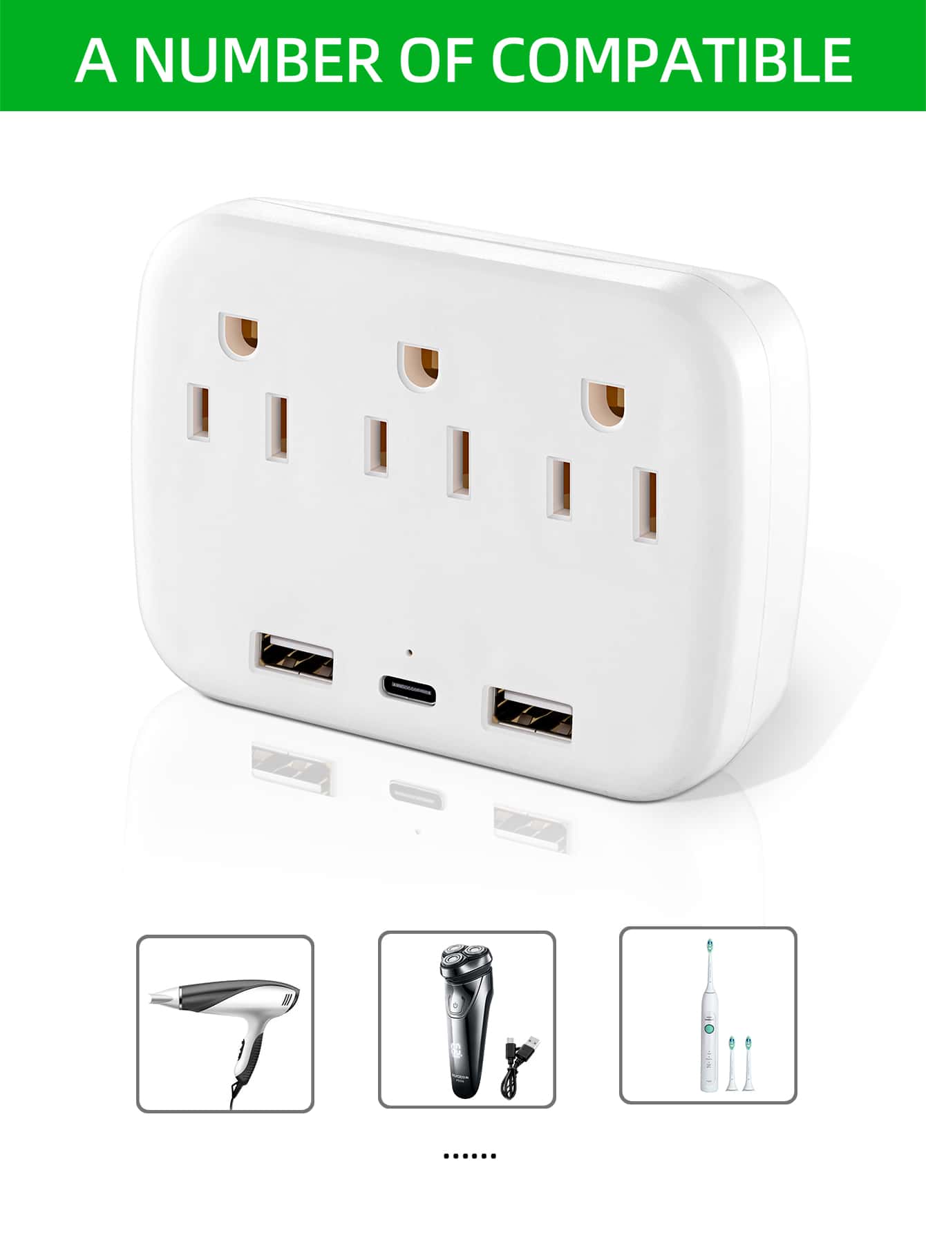 Multi-Socket Wall Plug With 2 USB-C Ports, Universal Travel Adapter For ...