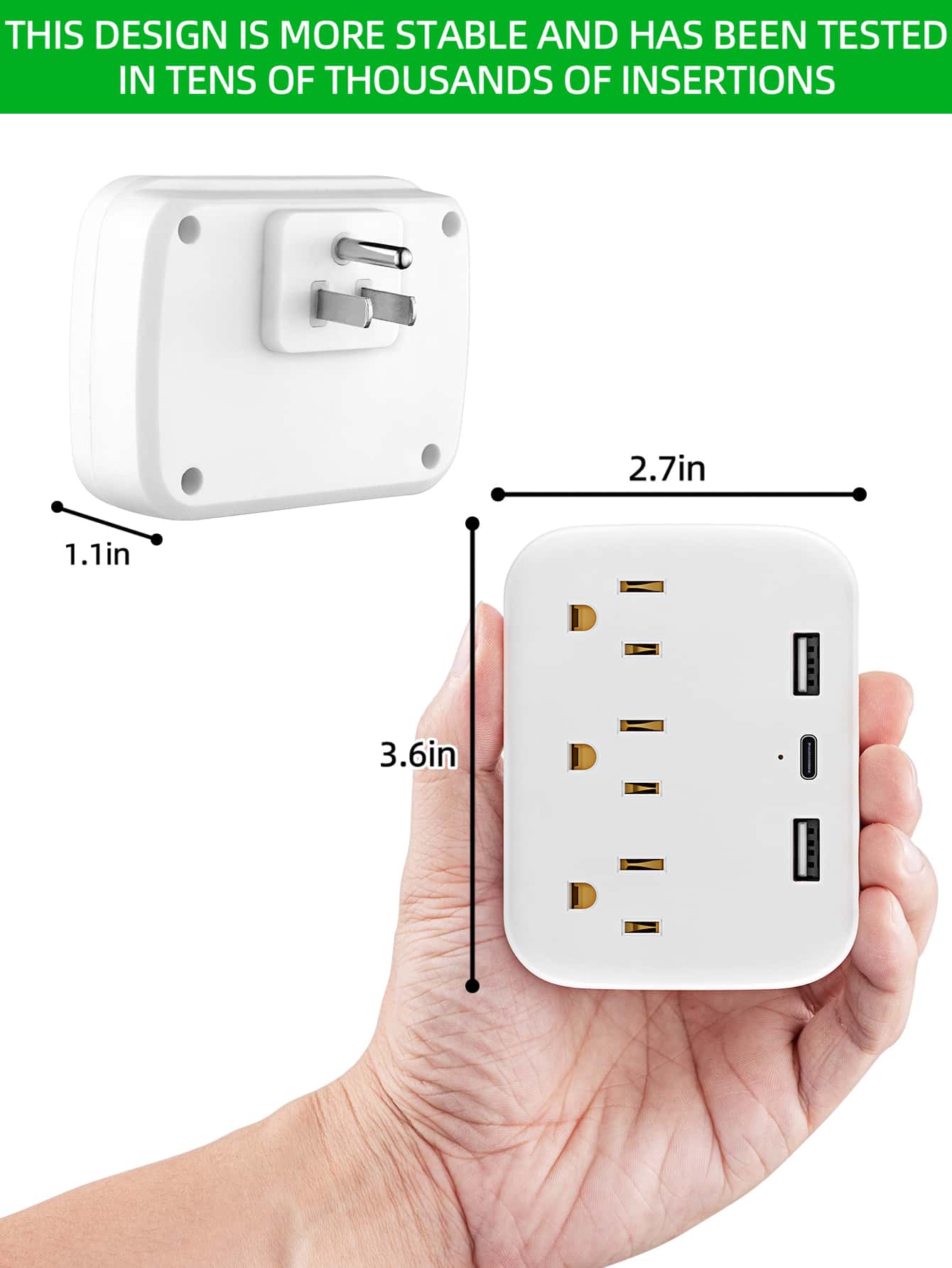 Multi-Socket Wall Plug With 2 USB-C Ports, Universal Travel Adapter For ...