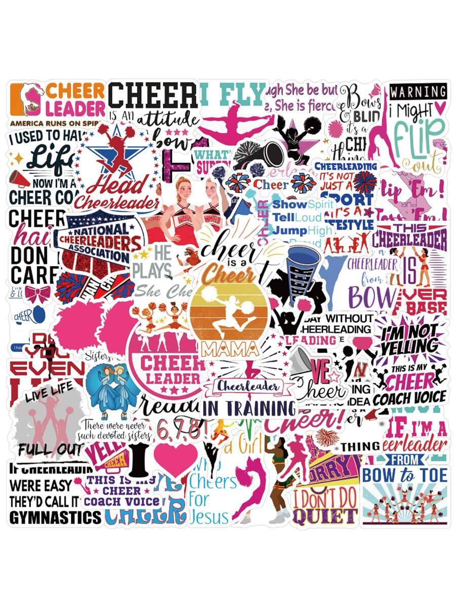 50PCS Cheerleading Stickers,Vinyl Waterproof Cheer Decals,Cheering ...