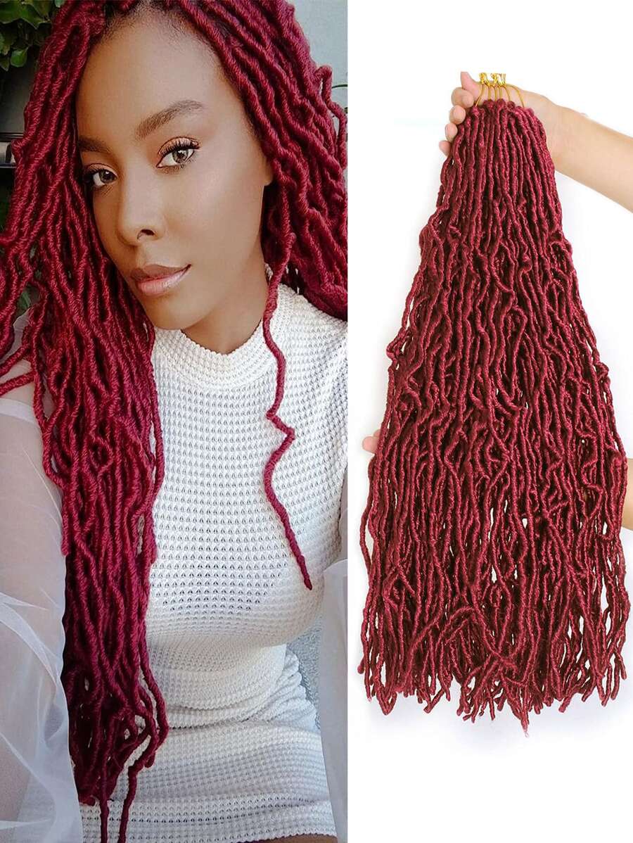 1 Pack Soft Locs Crochet Hair Women,Pre Looped 36 Inch Super Long Wine ...