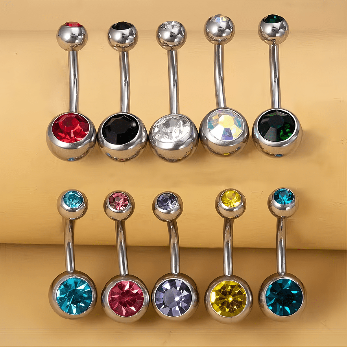 New Round Ball Shape Belly Button Ring With Cubic Zirconia Stone ...