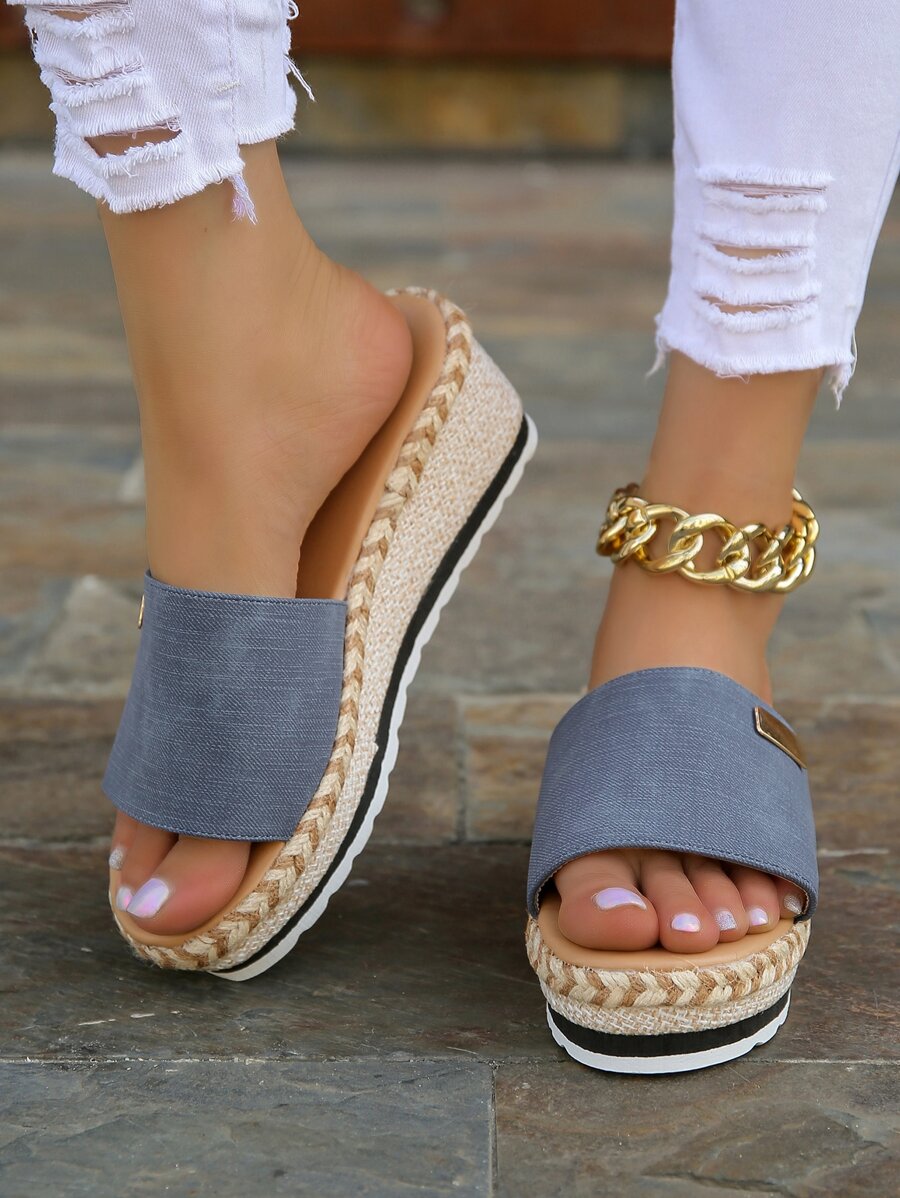 Minimalist Espadrille Wedge Slide Sandals | SHEIN USA