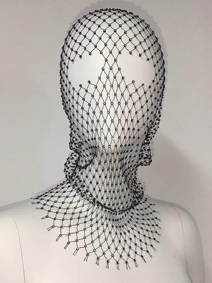 1 pieza Accesorio de cabeza con capucha de malla elástica con diamantes ...