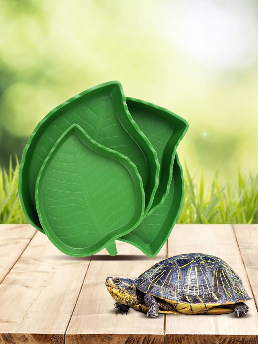 1pc Small Pet Bowl For Food And Water, Plastic Leaf Design Feeding Dish ...