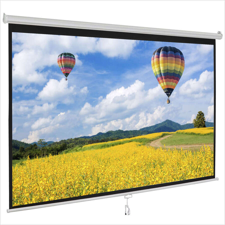100" Manual Pull Down Projector Screen 16:10 HD 4K with Hanging Hook ...