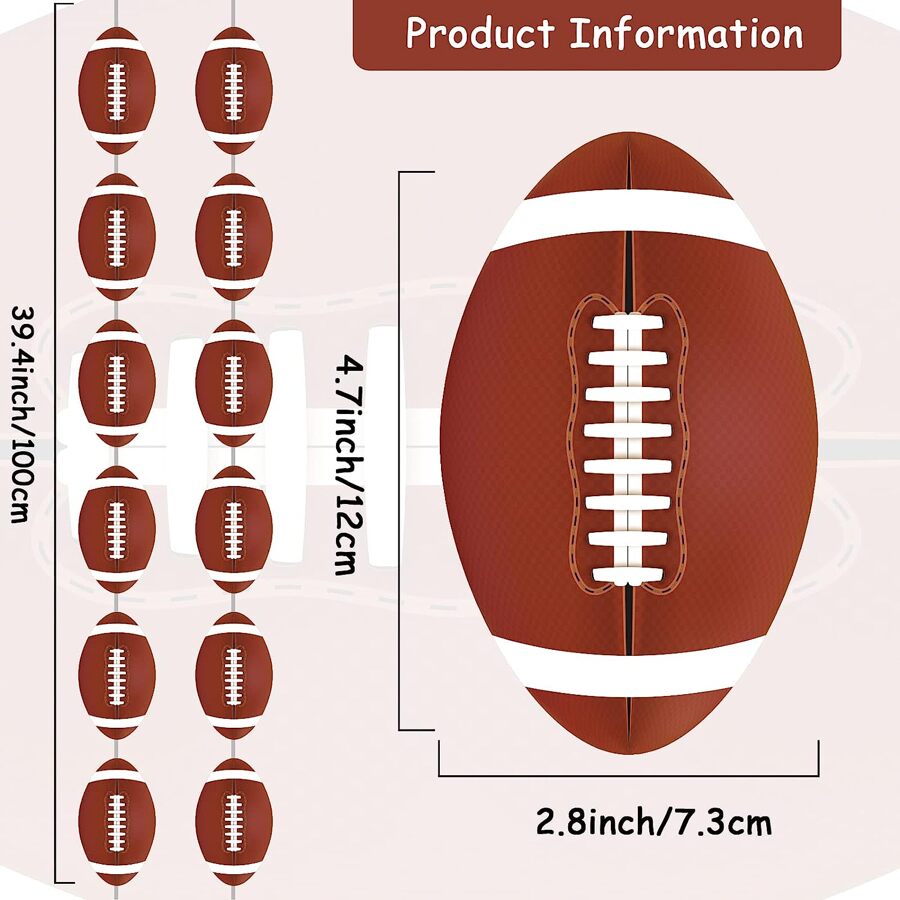 8 Packs Football Party Banners Garland Kit Football Hanging Swirl ...