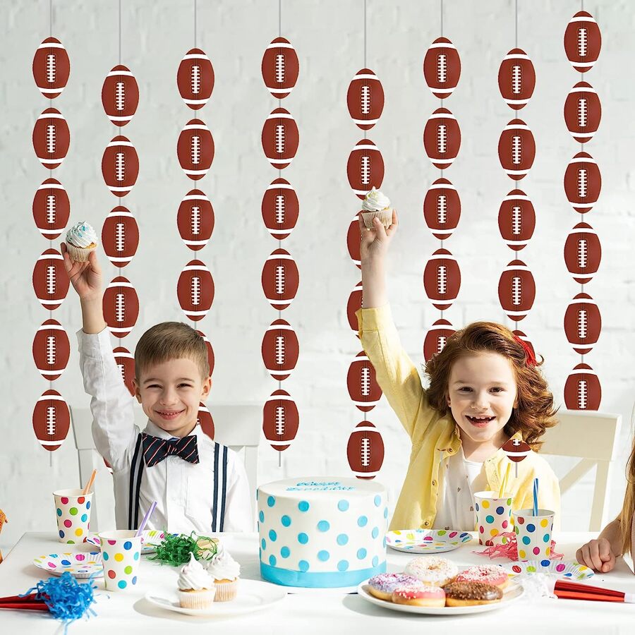 8 Packs Football Party Banners Garland Kit Football Hanging Swirl ...