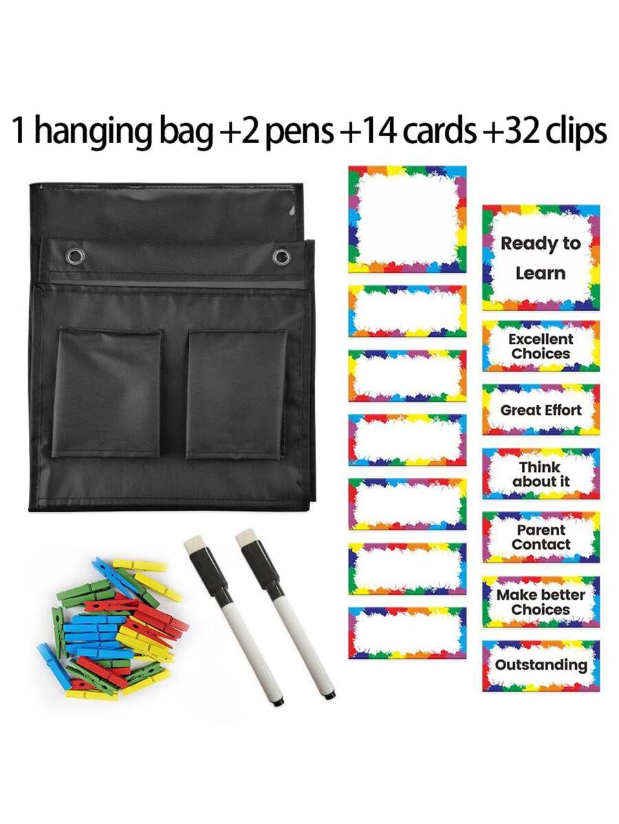 Pocket Chart For Tracking Student's Classroom Behavior, Great Assistant ...