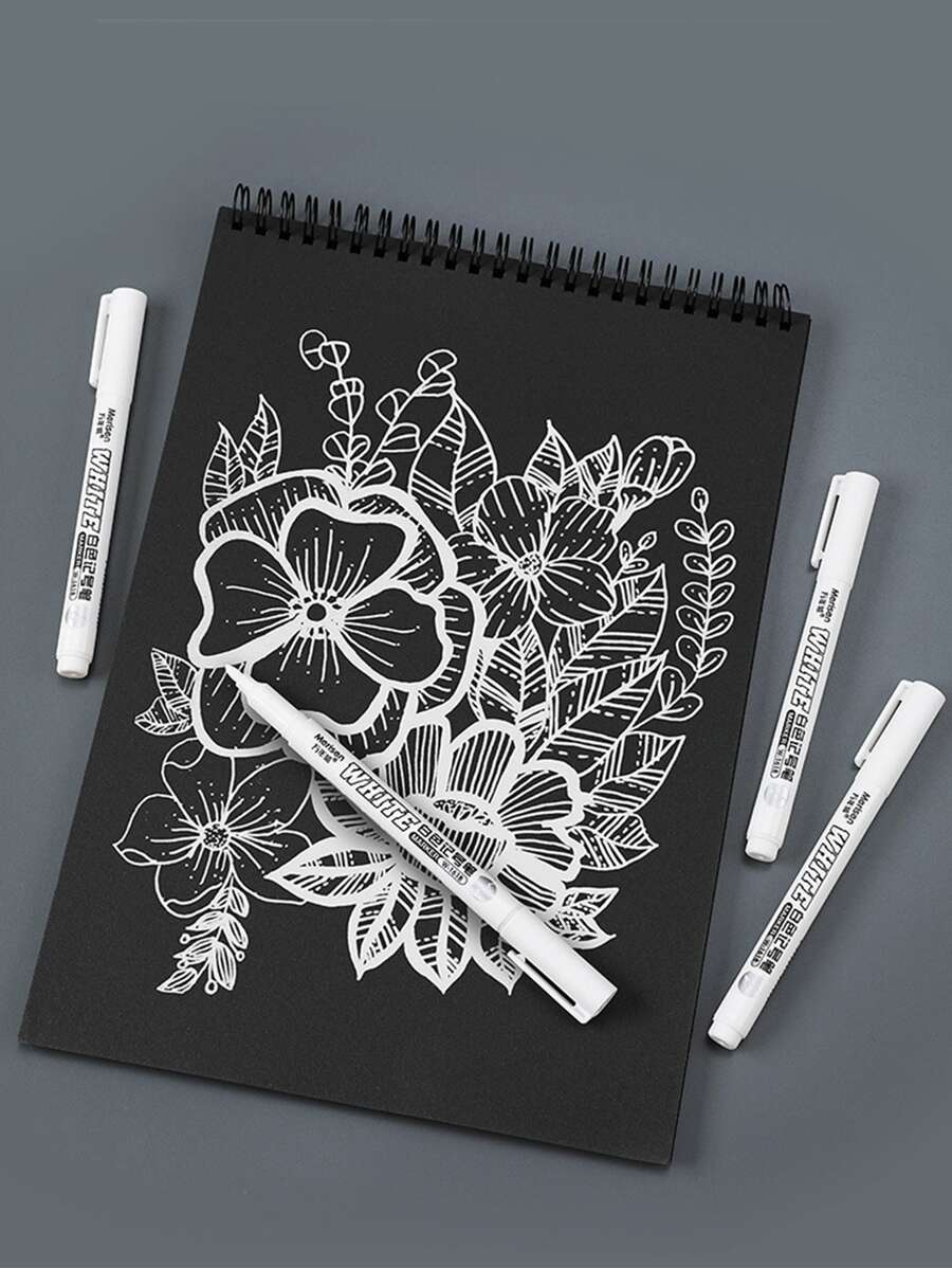 4pcs White Waterproof & Fading-resistant Marker Pens For Art Drawing ...