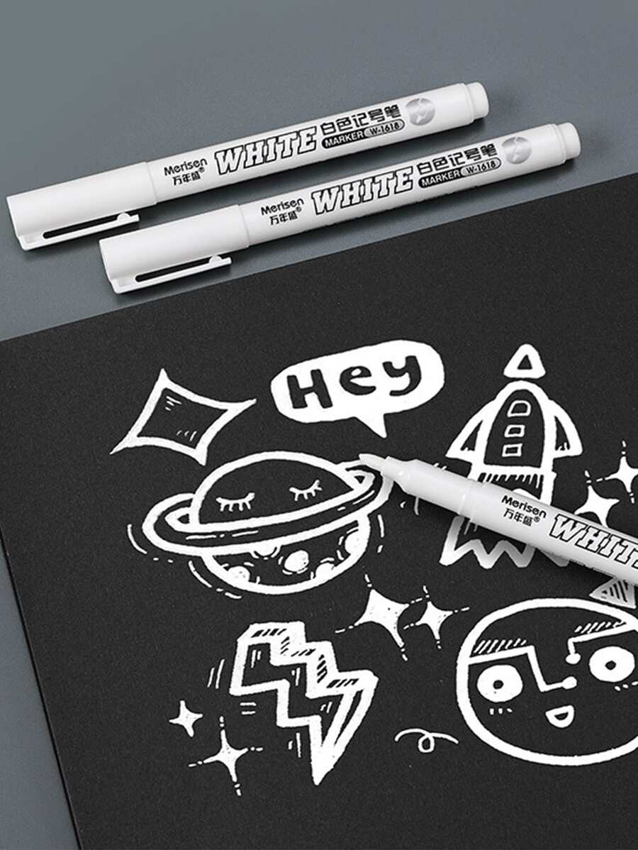 4pcs White Waterproof & Fading-resistant Marker Pens For Art Drawing ...
