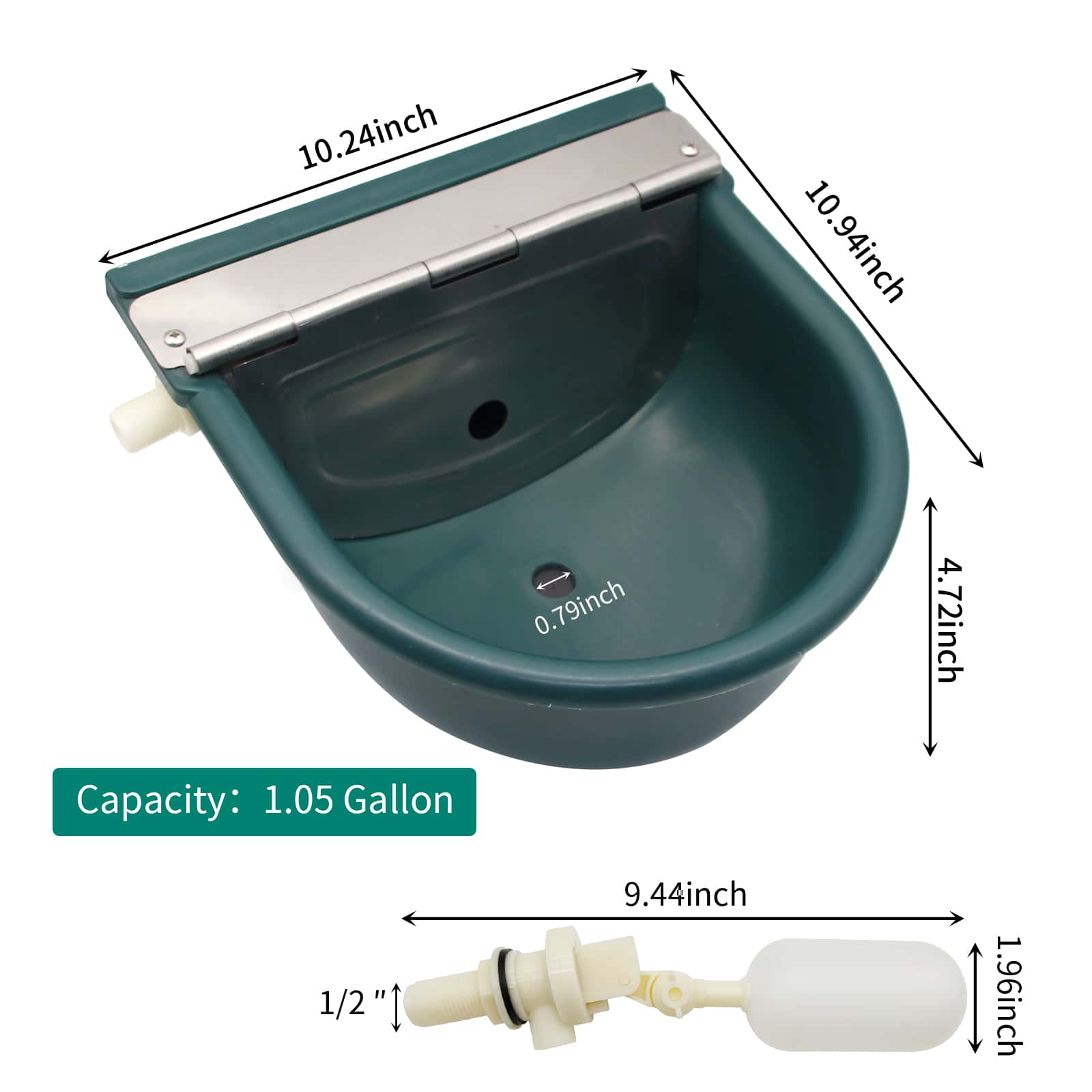 Automatic Goat Water Trough Bowl with Float Valve and Drain Hole, 4L ...