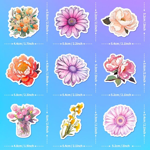 100pcs Flower & Plant & Rich Flower Shaped Stickers, For Scrapbook ...