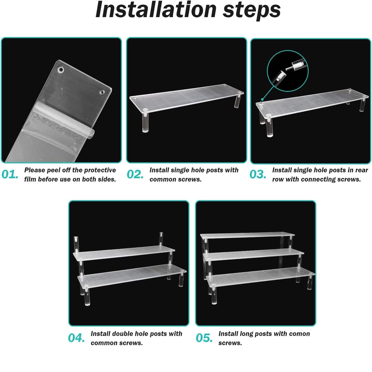 Acrylic Anime Figures & Blind Box Toys Display Risers,Clear Shelf 3 ...