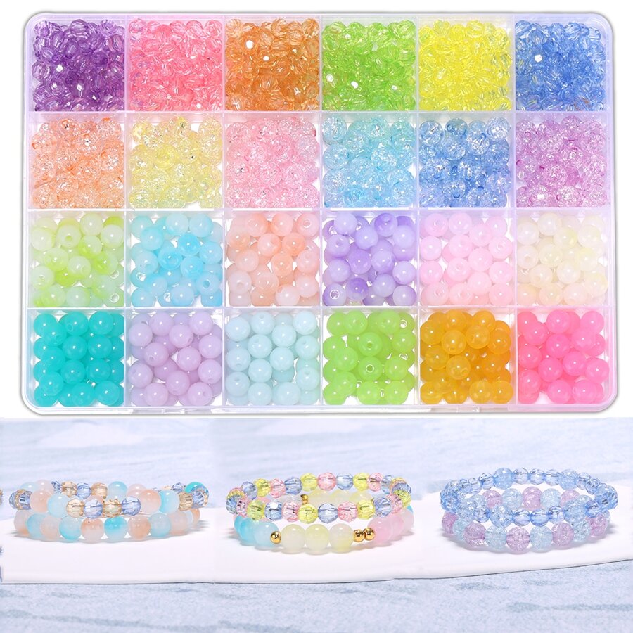 Cute Beads Bracelet Making Kit for Girls, 8mm Acrylic Beads for Jewelry ...