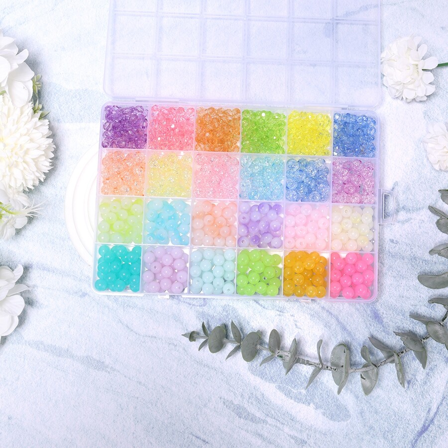 Cute Beads Bracelet Making Kit for Girls, 8mm Acrylic Beads for Jewelry ...