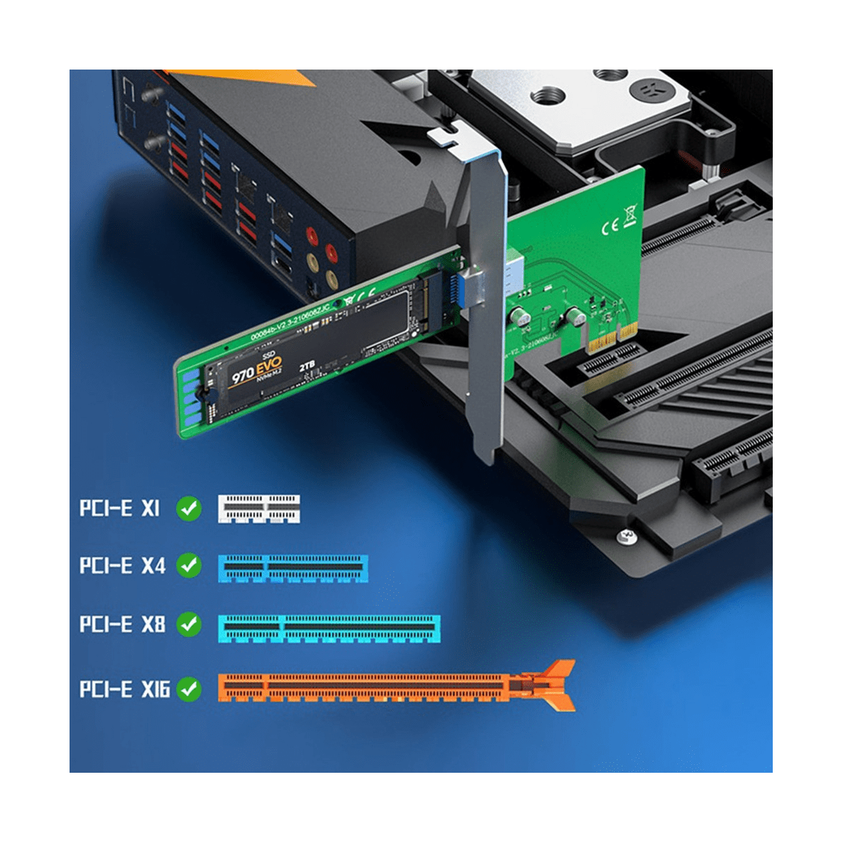 M.2 NVMe to PCI-E X1 External Adapter Card PCIE Adapter Card Desktop Accelerator Board Converter ...