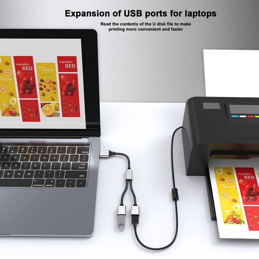 USB To USB 2.0 Triple USB Port HUB OTG Adapter Cable Data Charging ...