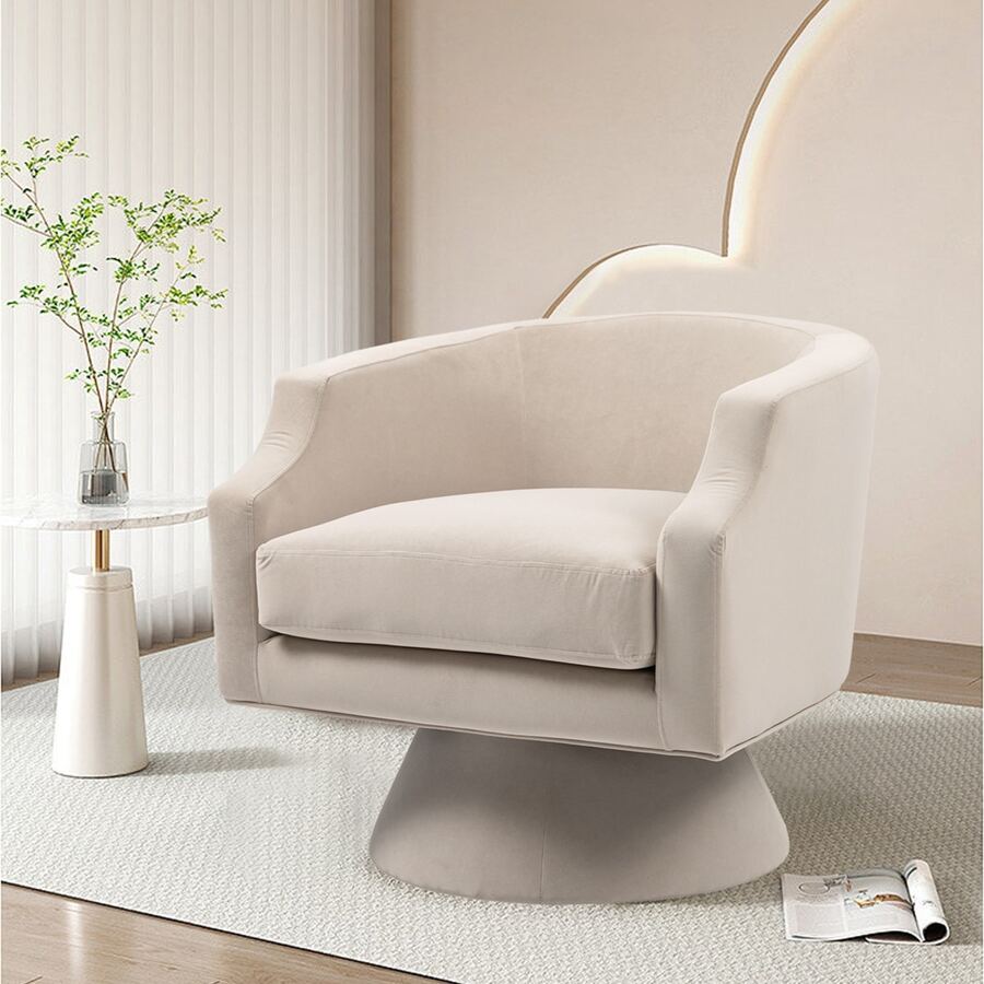 Swivel Accent Barrel Chair, Modern Round Armchair with Curved Armrest ...