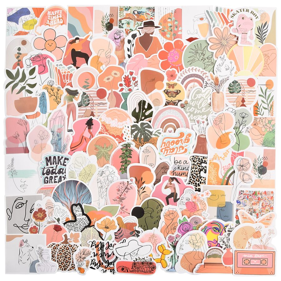 100 Pcs Trendy Stickers, Cute Waterproof Vinyl Stickers, Mixed ...